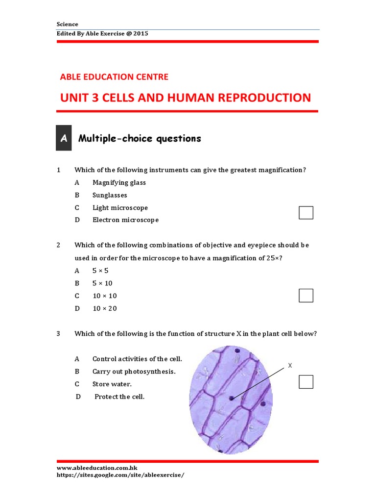 Science-F-1-Unit-3 - Cells and Human Reproduction | Download Free PDF ...
