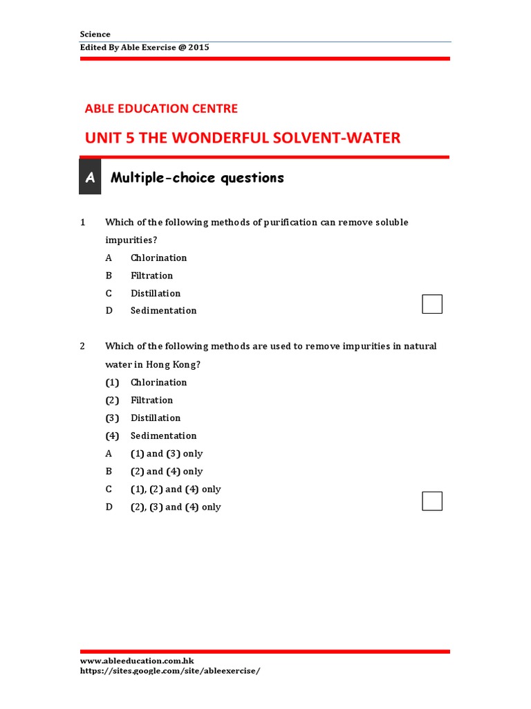 Science-F-1-Unit-5 - Wonder Solvent-Water | PDF | Water | Arsenic