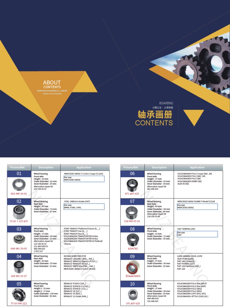 Wheel Hub Bearing Catalog | PDF | Volkswagen | Audi