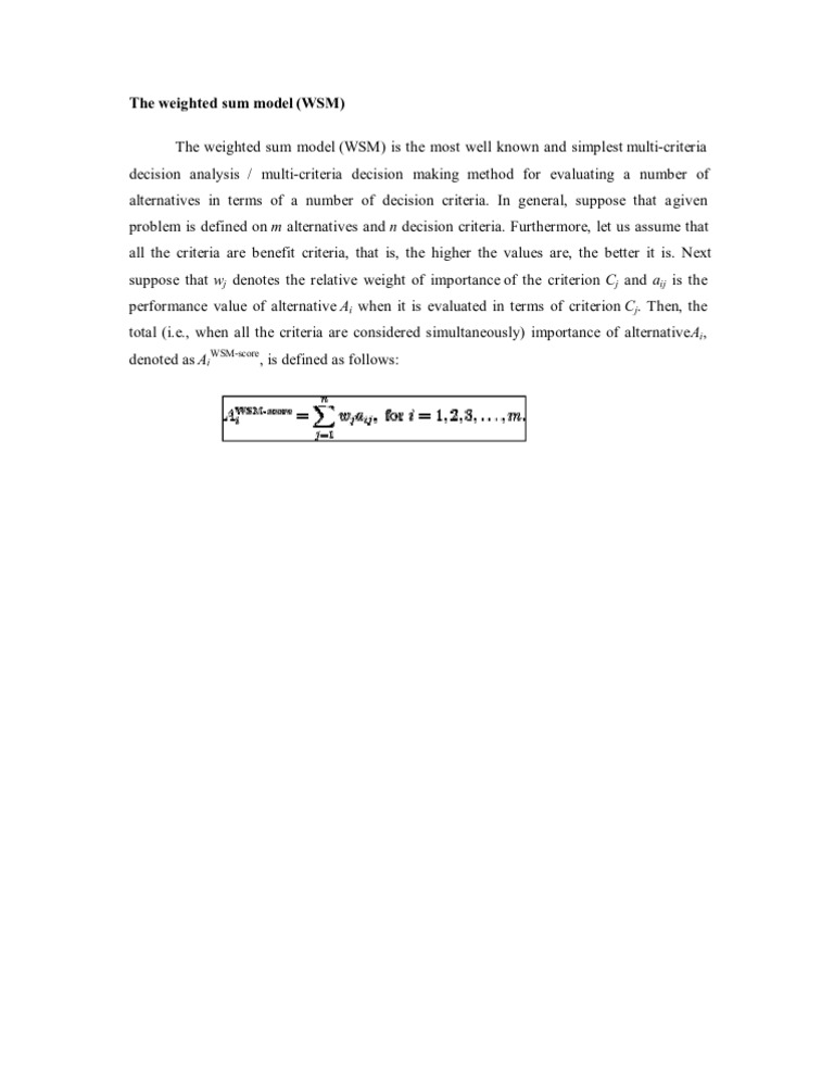 The Weighted Sum Model | PDF | Teaching Methods & Materials