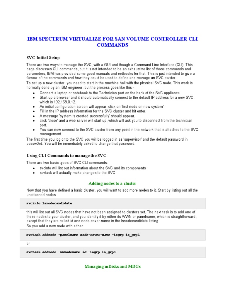 Ibm Spectrum Virtualize For San Volume Controller Cli Commands | PDF | Command Line Interface ...