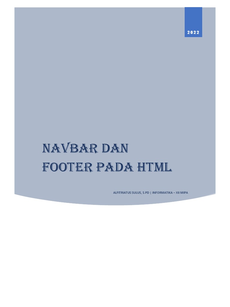 Membuat Navbar Dan Elemen List Pada HTML | PDF