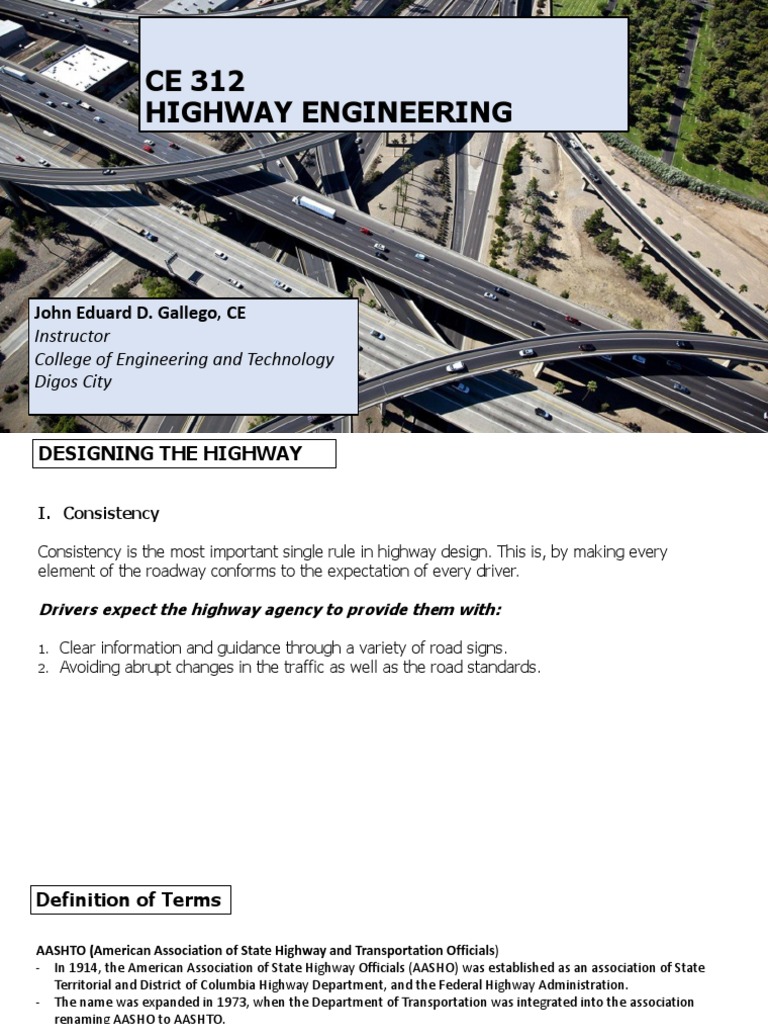 CE 312 Designing The Highway | PDF | Traffic | Controlled Access Highway