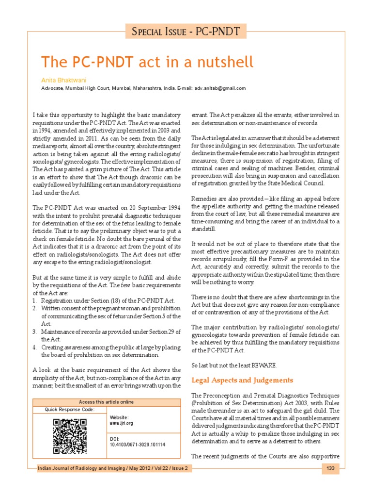 PCPNDT Act in Nutshell | PDF | Justice | Crime & Violence