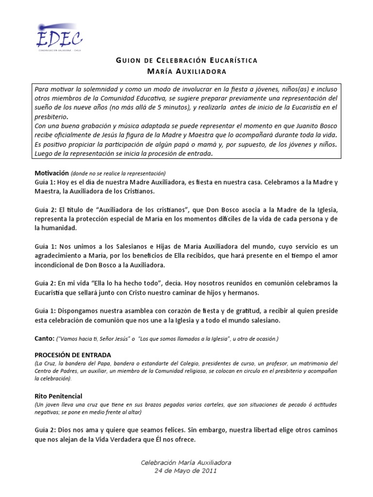 Misa de María Auxiliadora | Descargar gratis PDF | eucaristía | María ...