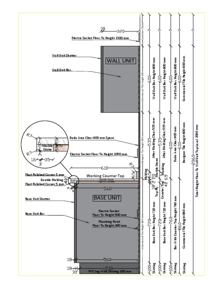 Modular Kitchen Section View Full Details Formet-Model | PDF