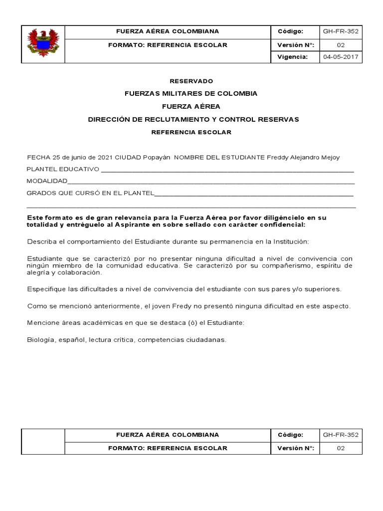Referencia Escolar | PDF | Colombia