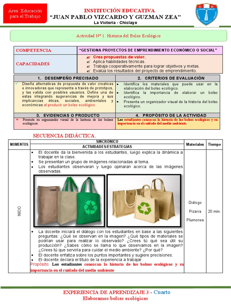 Ept - Experiencias de Aprendizaje 3 - Cuarto - Sesion 1 - 3 Bimestre ...
