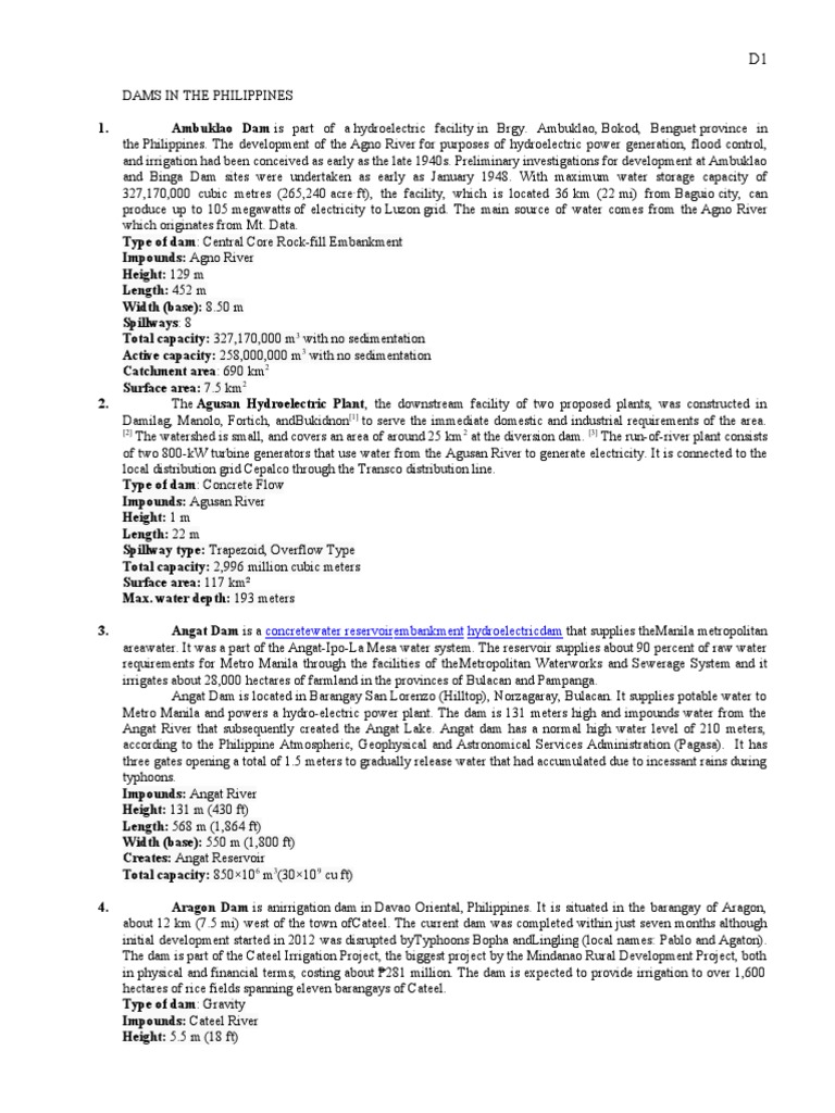 Major Dams in the Philippines Overview | PDF | Dam | Environment