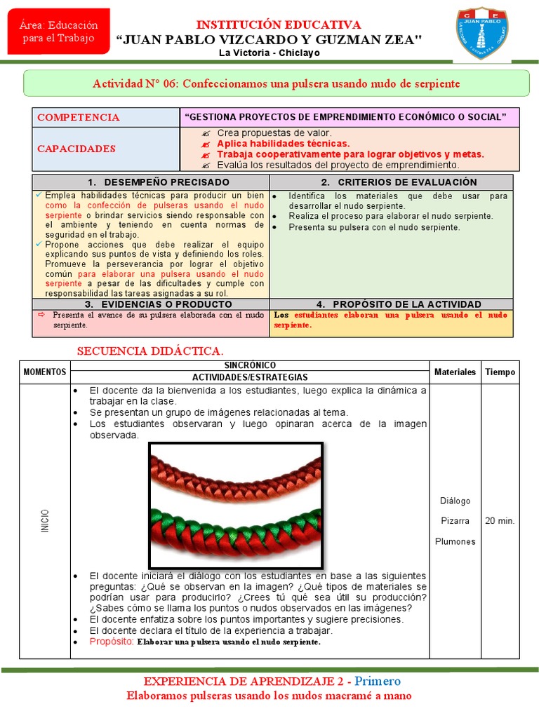 EPT - EXPERIENCIAS DE APRENDIZAJE 1 - PRIMERO - Sesion 6 - 2 BIMESTRE | PDF