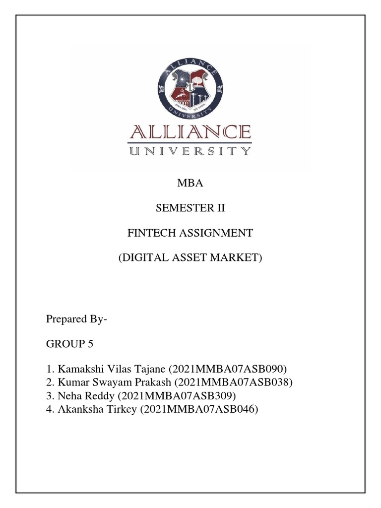 MBA Semester Ii Fintech Assignment (Digital Asset Market) | PDF | Cryptocurrency | Bitcoin