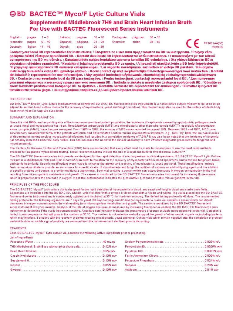 BACTEC Myco - F Lytic Vials | PDF