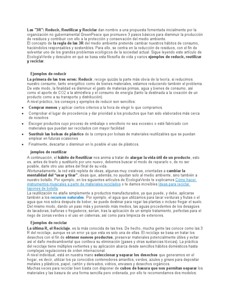 Las 3 R | PDF | Reciclaje | Residuos