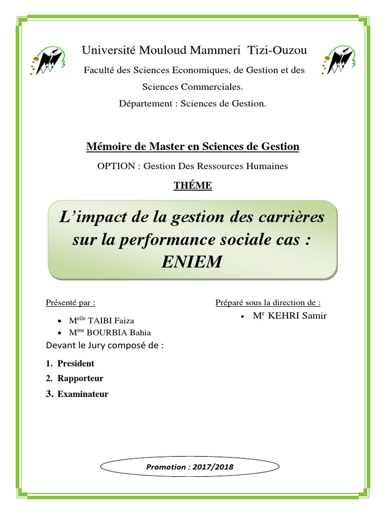 Mémoire Final | PDF | Gestion des ressources humaines | Business