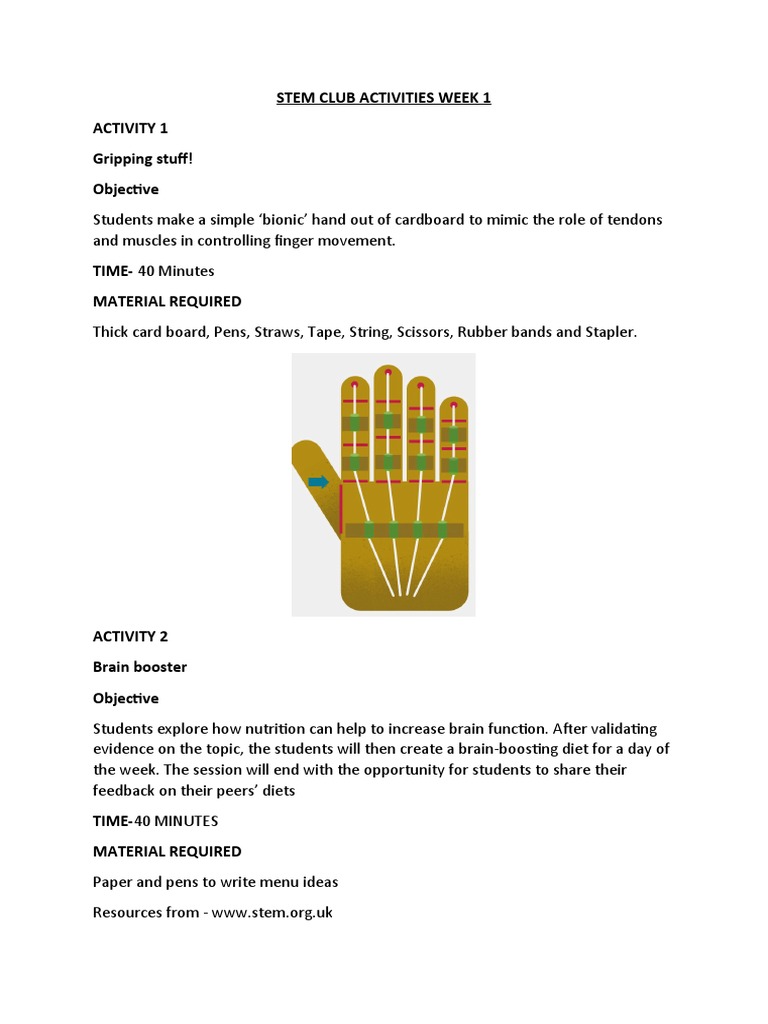 Stem Club Activities Week 1 Activity 1 Gripping Stuff! Objective | PDF