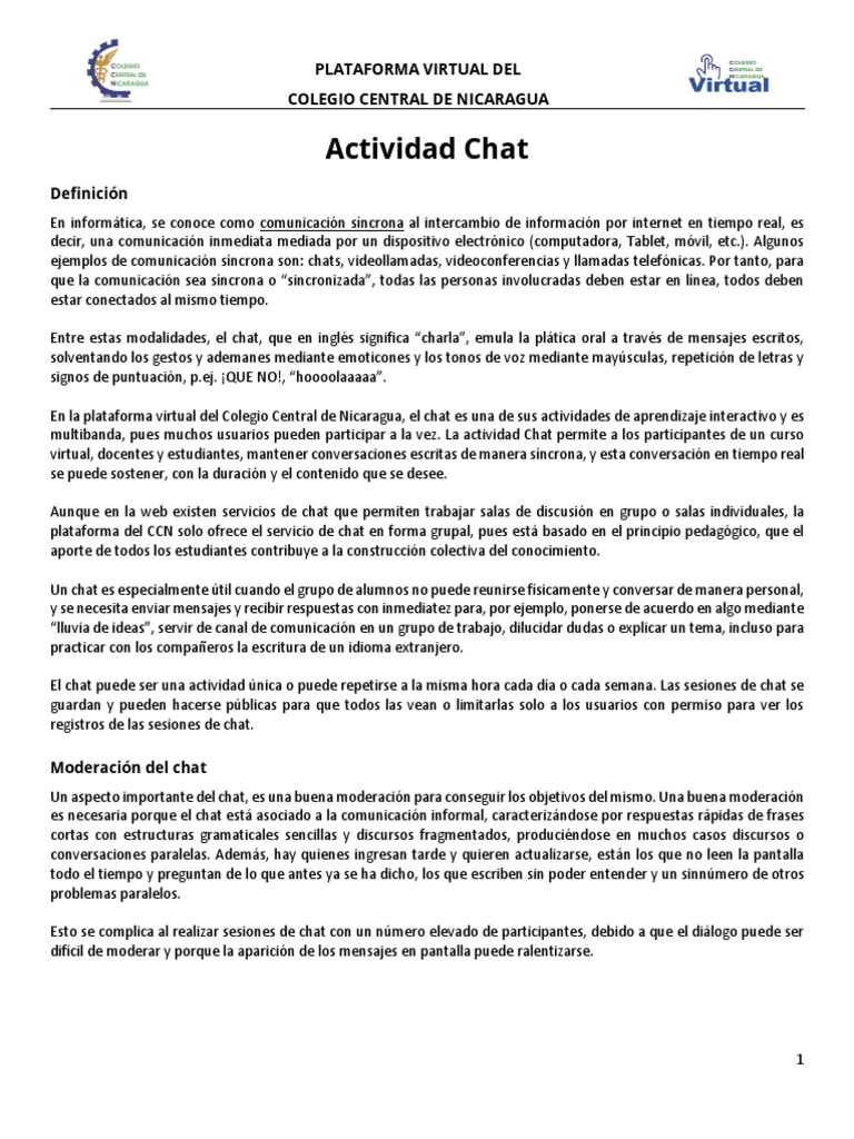 Actividad Chat | PDF | Chat en linea | Comunicación