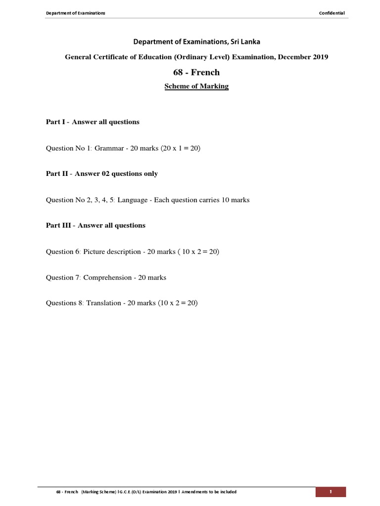 2019-OL-French-Marking-Scheme-English-Medium (1) | PDF | United Kingdom ...