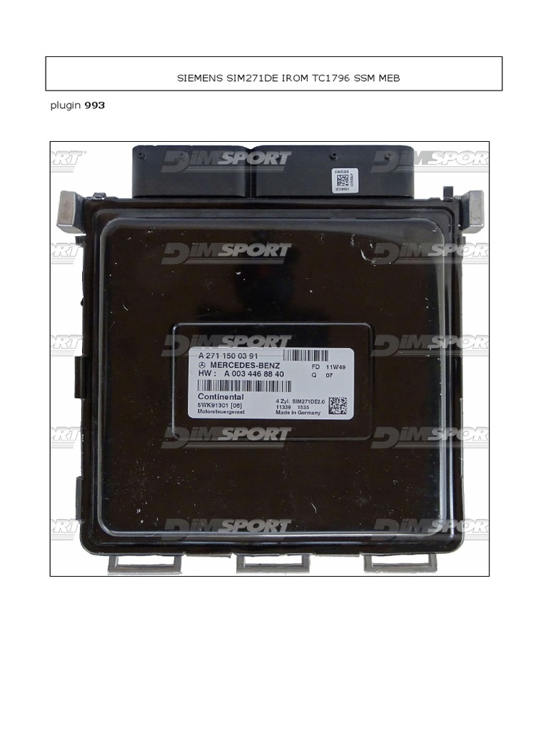 Continental Sim271de Irom Tc1796 SSM Mercedes | PDF