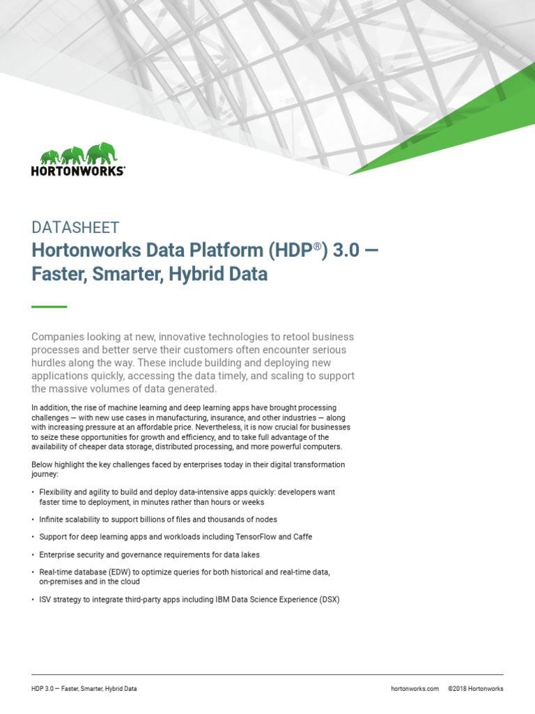 Hortonworks Data Platform (HDP) 3.0 - Faster, Smarter, Hybrid Data | PDF | Cloud Computing ...