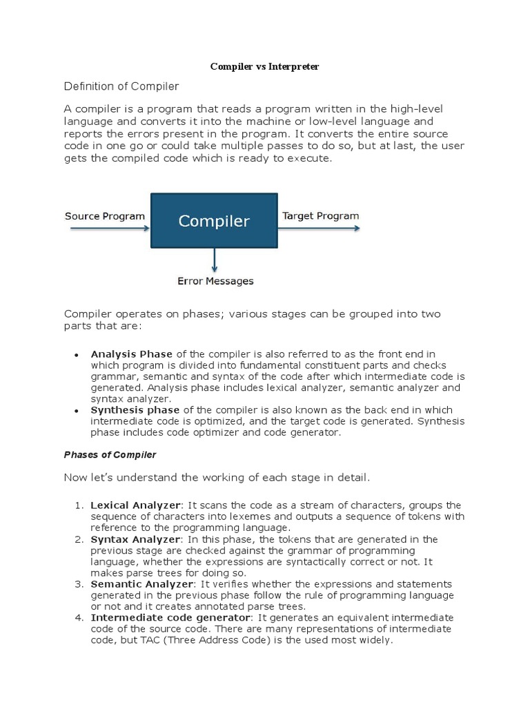 Compiler Vs Interpreter Pdf Compiler Computer Program