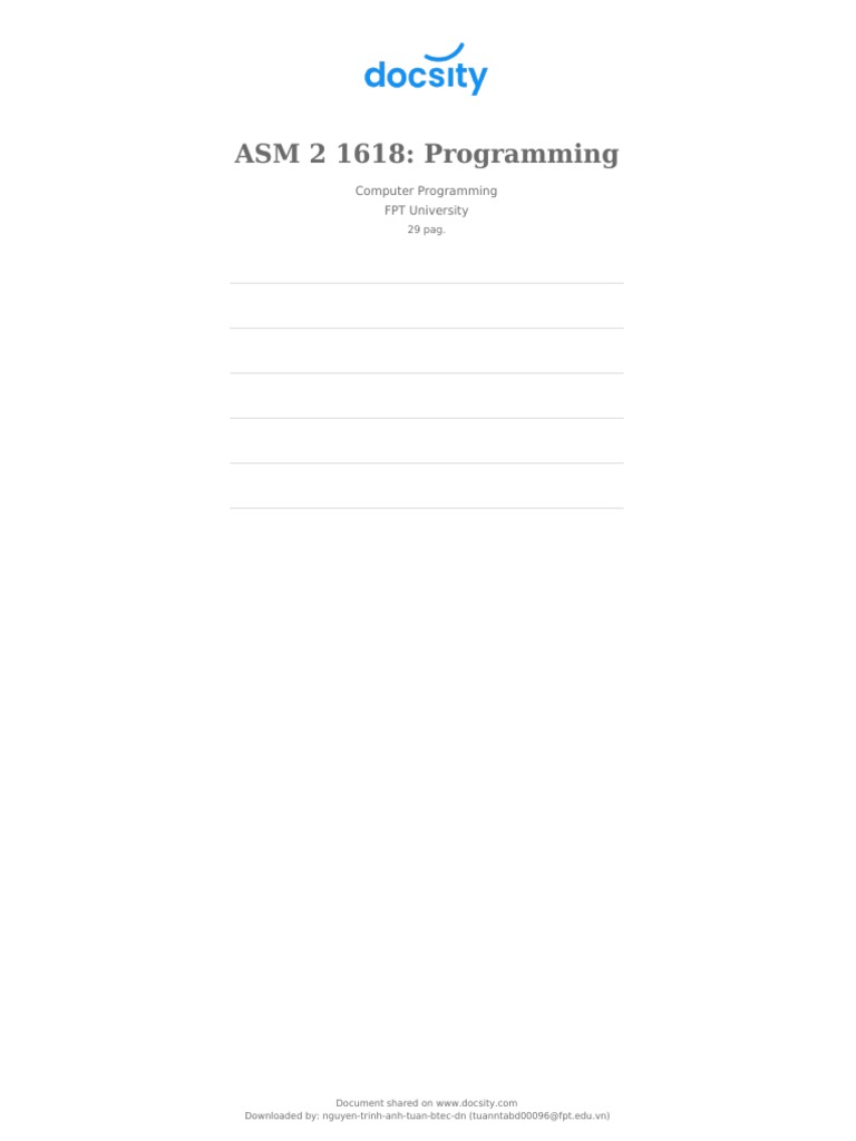 ASM 2 1618: Programming: Computer Programming FPT University | PDF | Class (Computer Programming ...