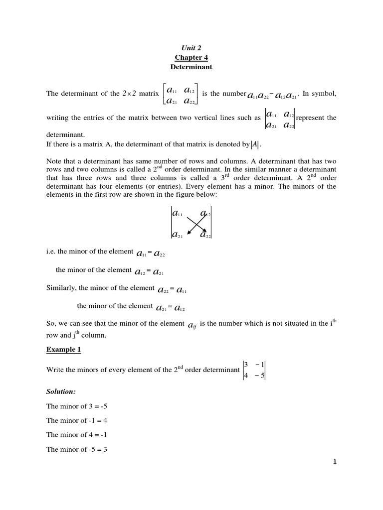 Unit 2 Chapter 4 (Determinant - Cramer - S Rule) | Download Free PDF | Determinant | System Of ...