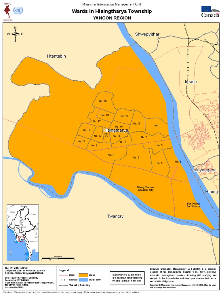 TSP Map Ward Hlaingtayar Yangon MIMU1038v01 17nov2016 A4 | PDF ...