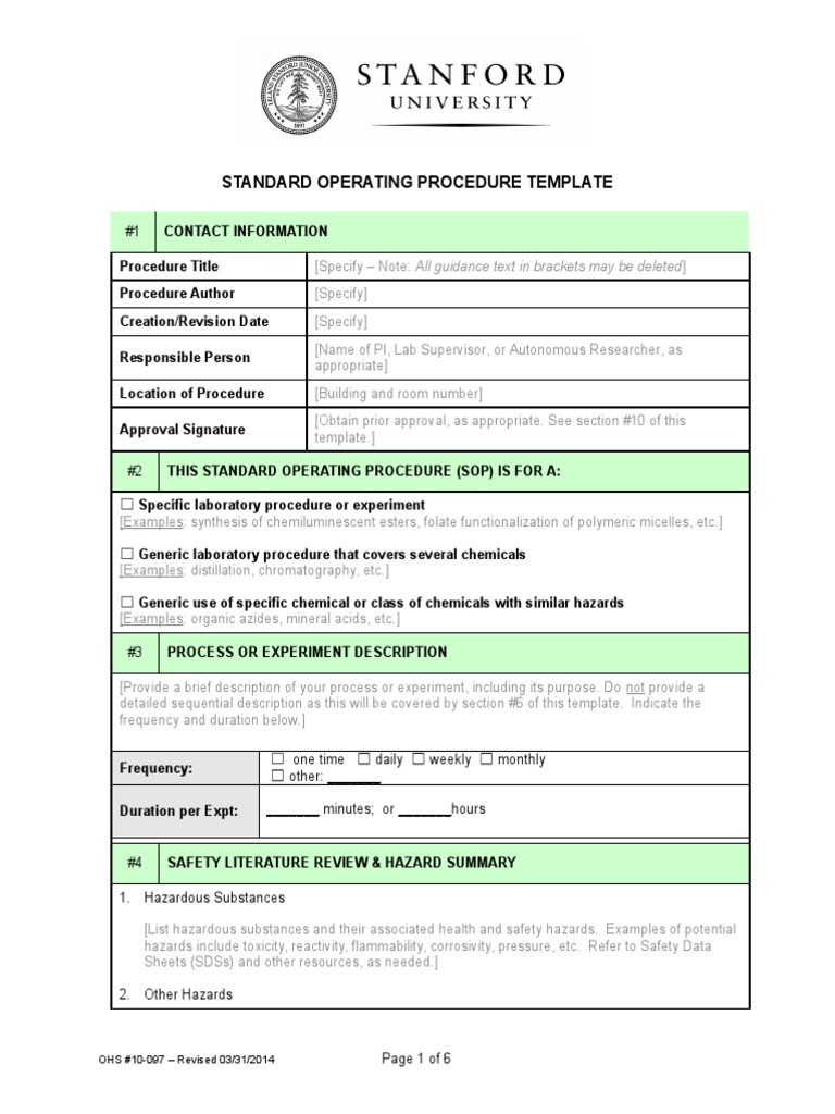 SOP-template | PDF | Laboratories | Personal Protective Equipment