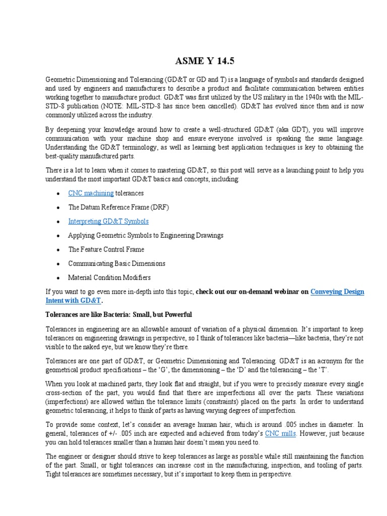 ASME Y 14.5 Edited | PDF | Engineering Tolerance | Engineering
