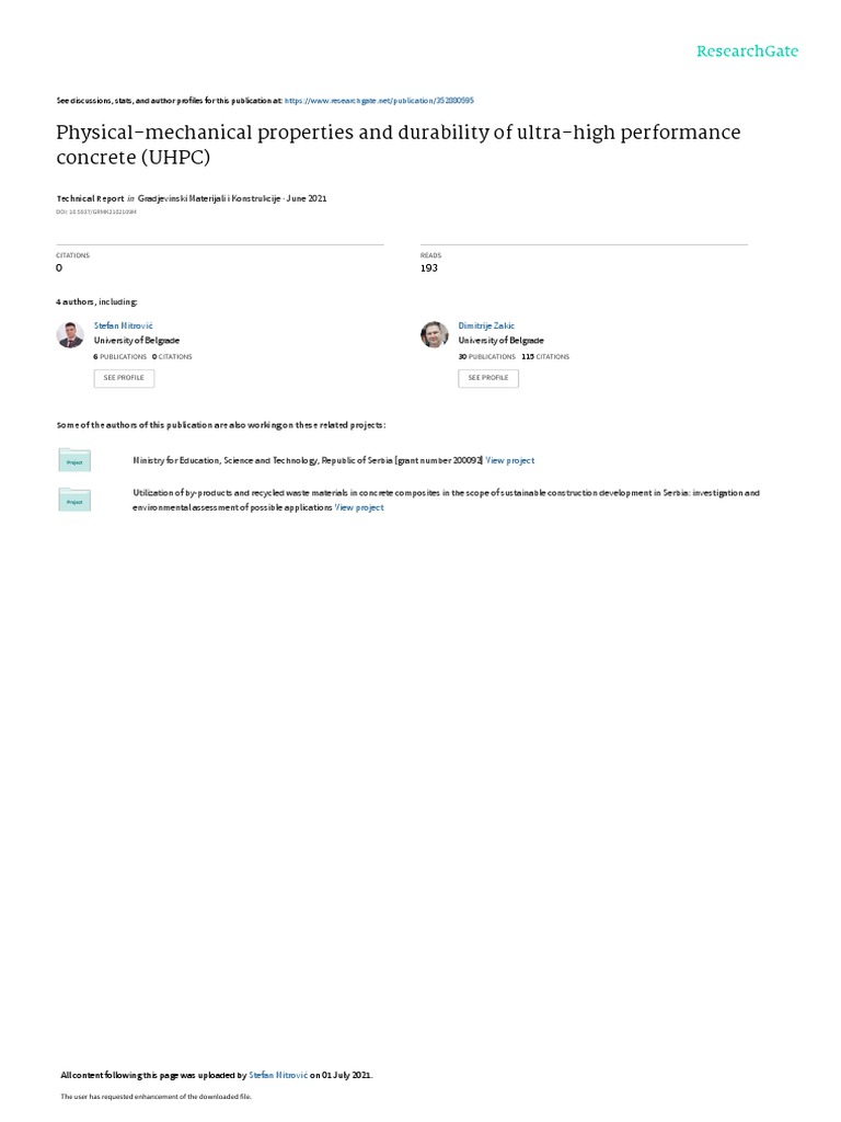 Physical-Mechanical Properties and Durability | PDF | Concrete | Cement