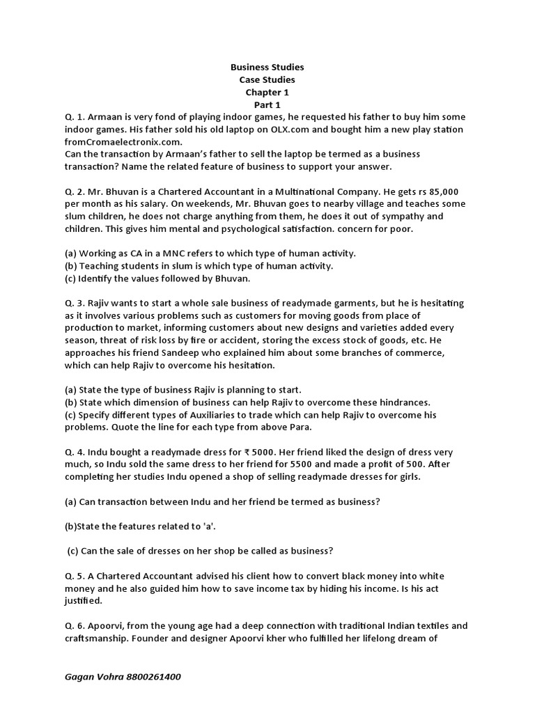 BST Chapter 1 Case Studies | PDF | Market (Economics) | Business