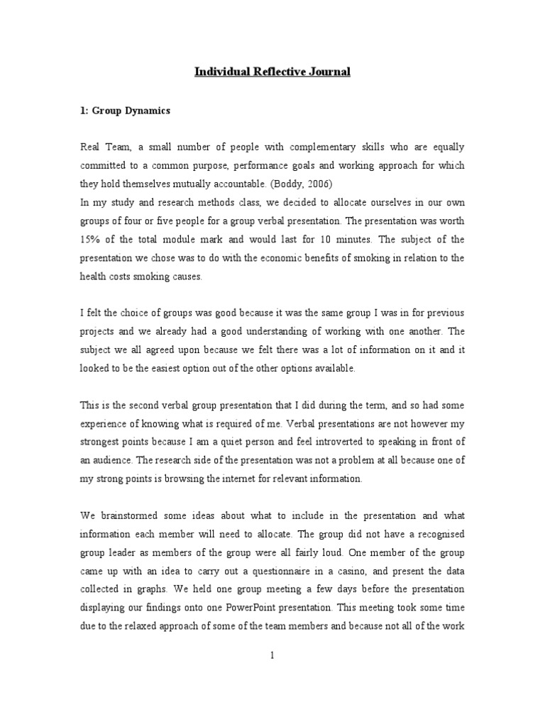 Individual Reflective Journal | PDF | Accounting | Cognition