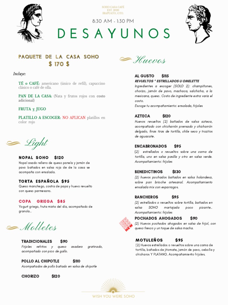 Menú Soho CC | PDF | pesto | Salsa