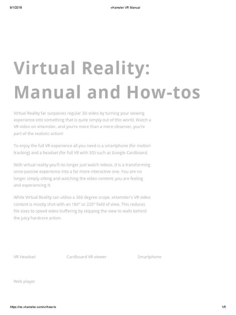 Xhamster VR Manual | PDF | Virtual Reality | Interactivity