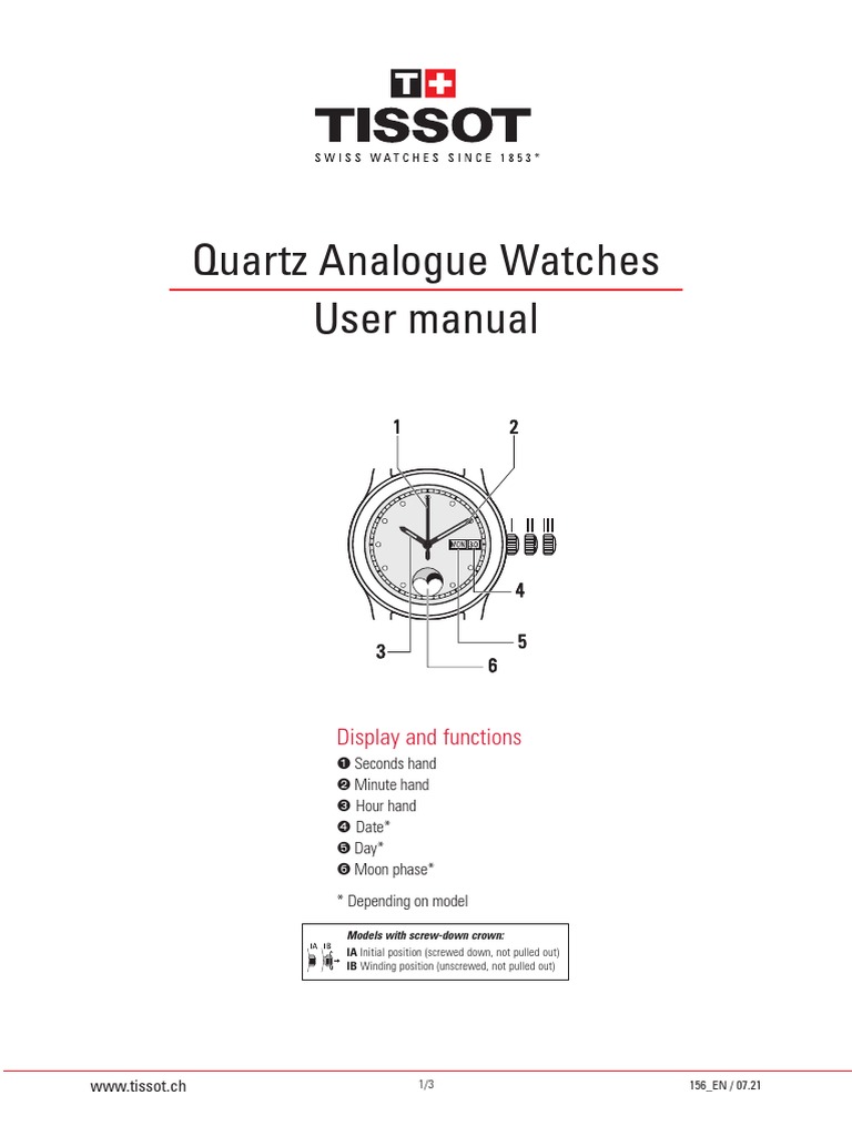 Quartz Analogue Watches User Manual: Display and Functions | PDF | Watch