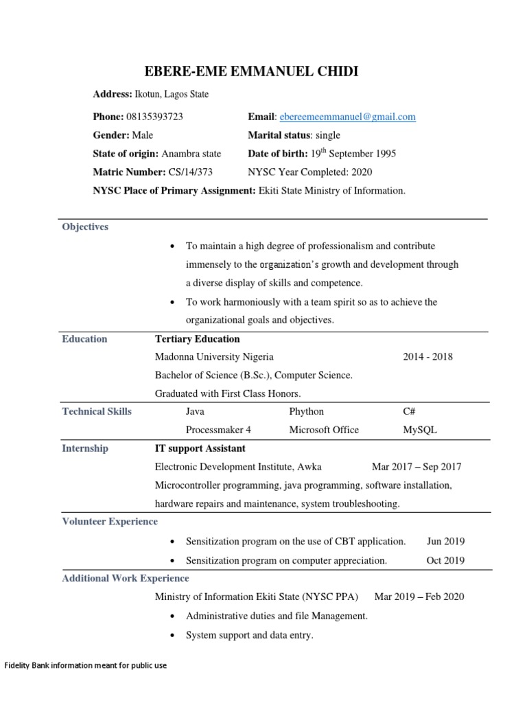Emmanuel Chidi Ebere-Eme Resume | PDF | Java (Programming Language) | C ...