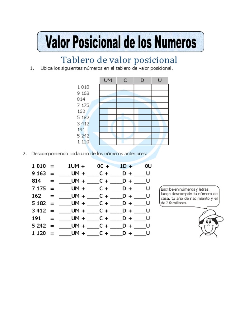 Hojas De Trabajo Sobre El Valor Posicional Hasta 100