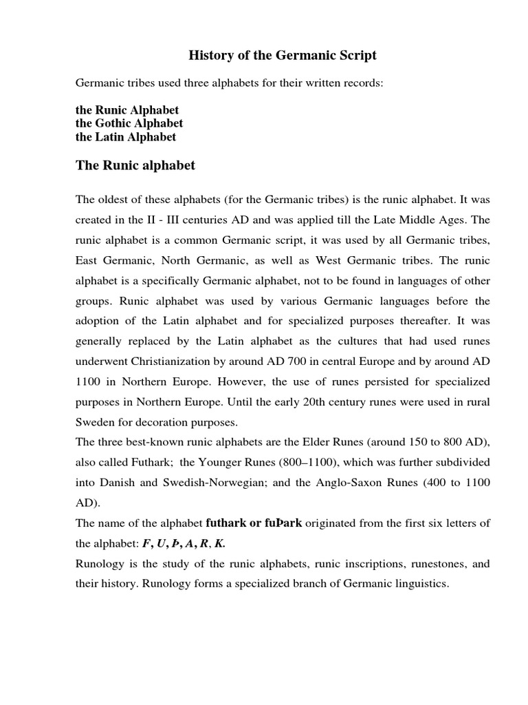 History of the Germanic Script | PDF | Runes | Writing