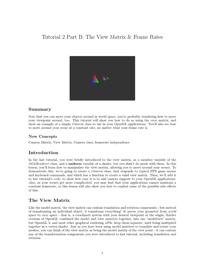 Tutorial 2 - The View Matrix | PDF | Matrix (Mathematics) | Rotation