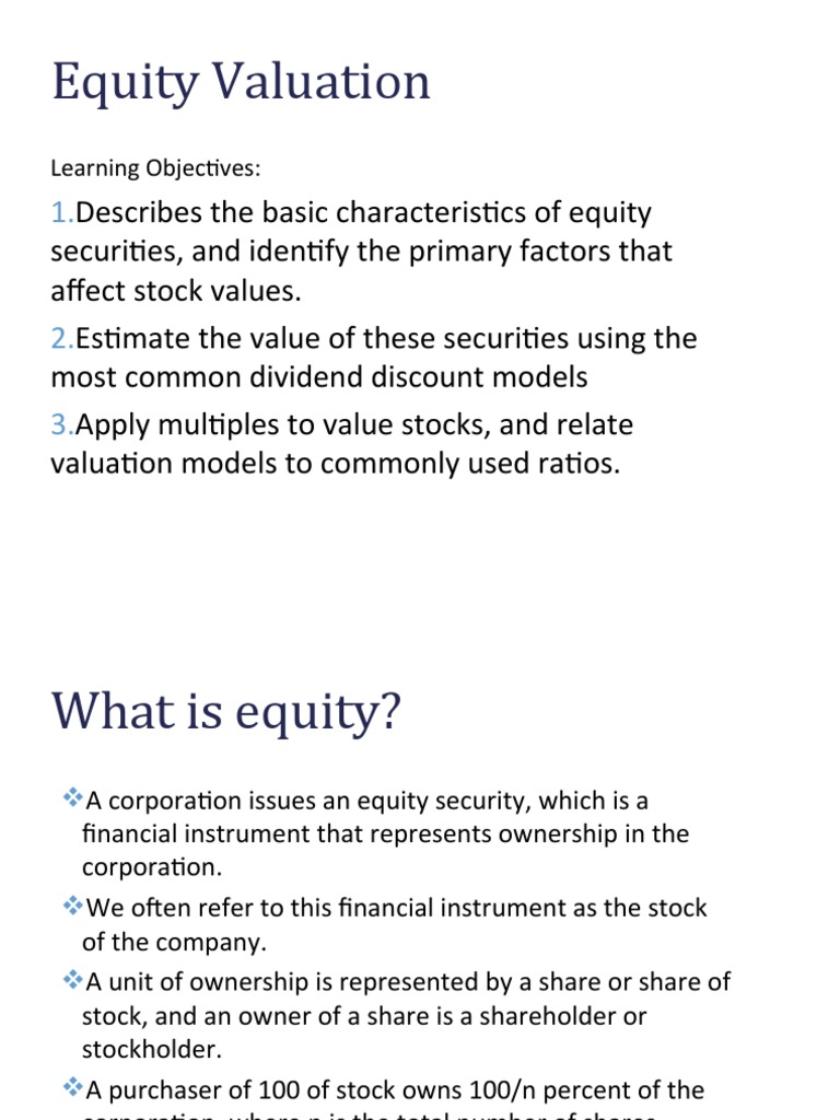Equity Valuation: Learning Objectives | PDF | Stocks | Preferred Stock