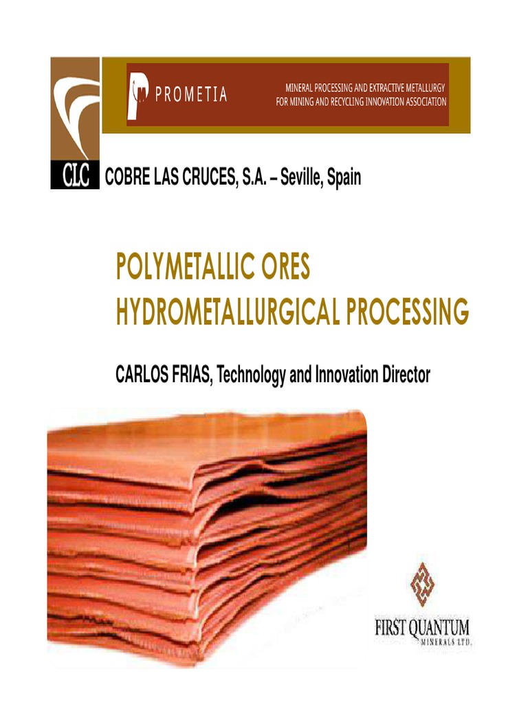Polymetallic Ores Hydrometallurgical Processing: COBRE LAS CRUCES, S.A ...