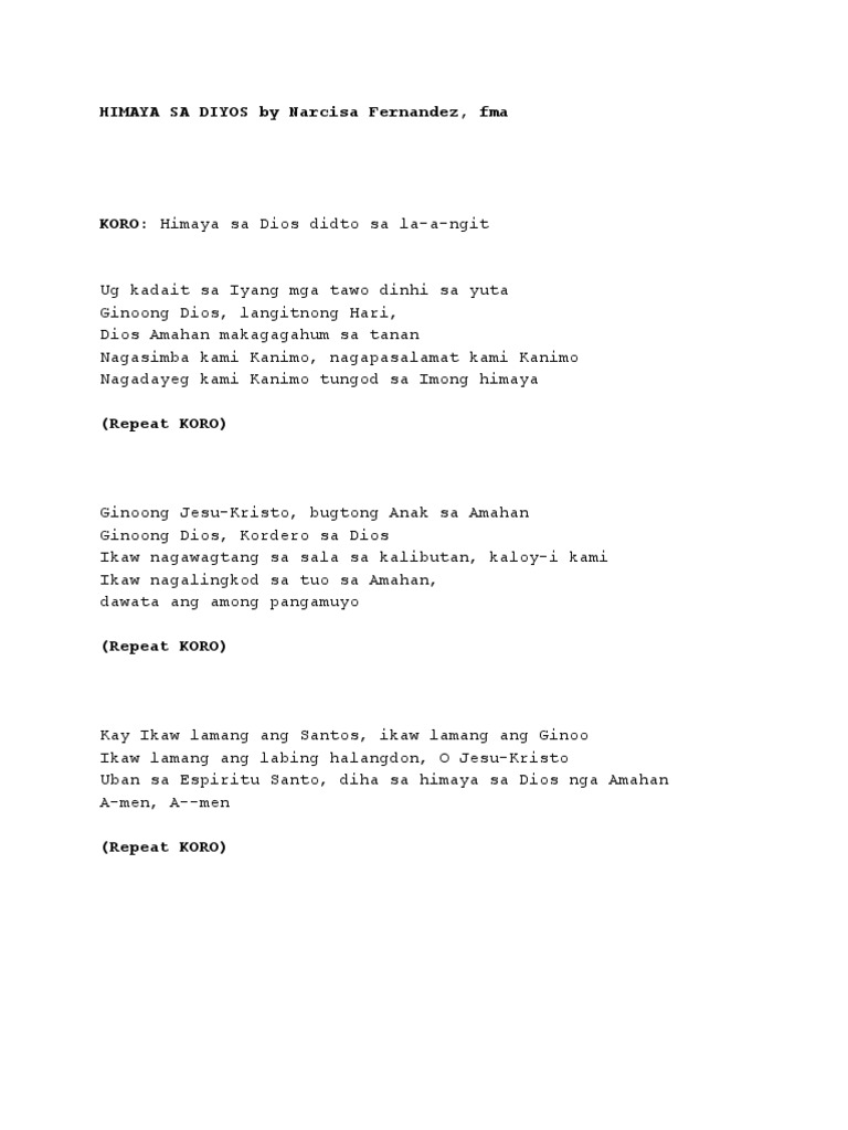 Himaya Sa Diyos Lyrics | PDF