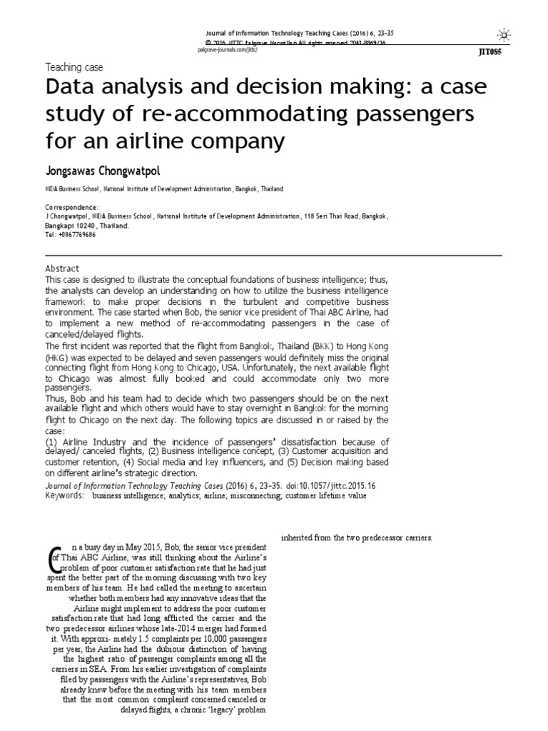 Data Analysis and Decision Making: A Case Study of Re-Accommodating ...