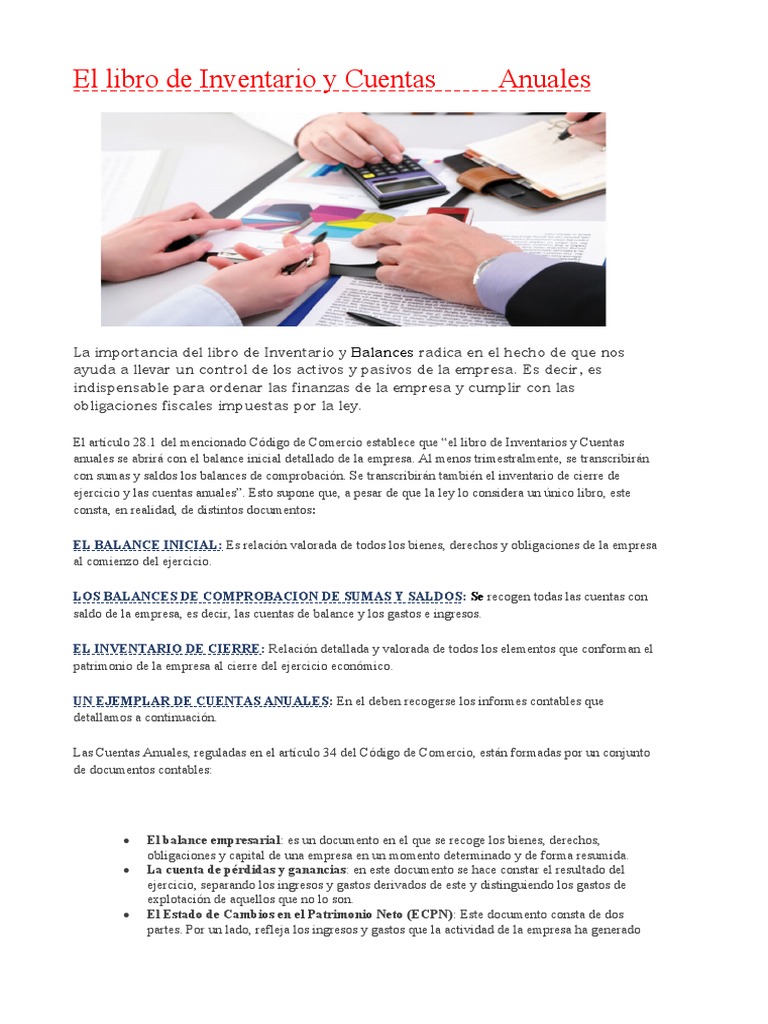 El Libro de Inventario y Cuentas Anuales en Scribd | PDF | Contabilidad ...