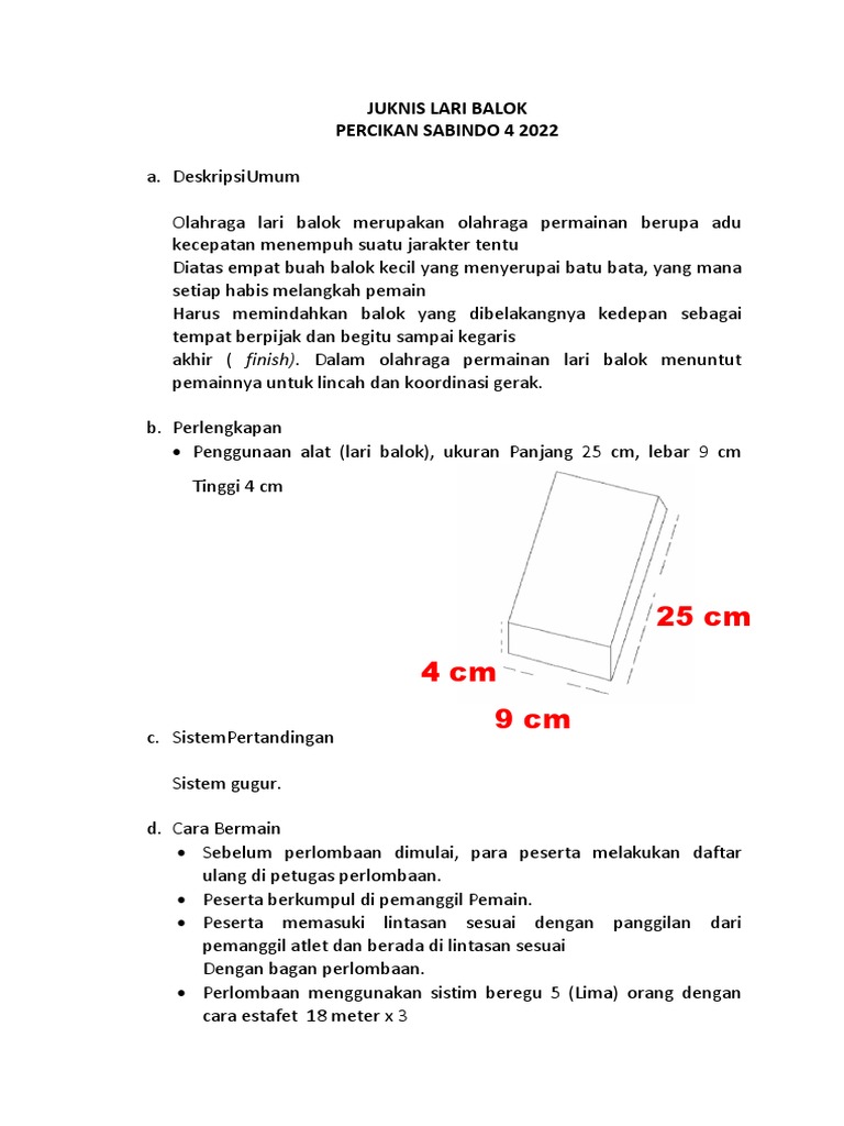 Juknis Lari Balok Percikan Sabindo 4 | PDF