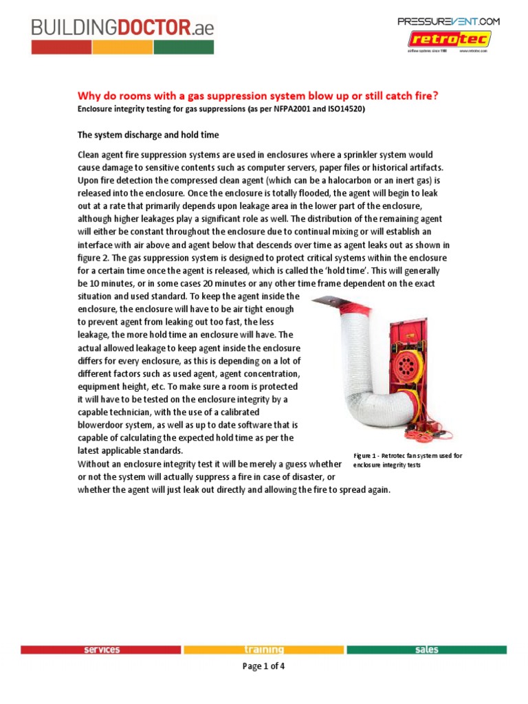 Enclosure integrity testing for gas suppressions - English | PDF ...