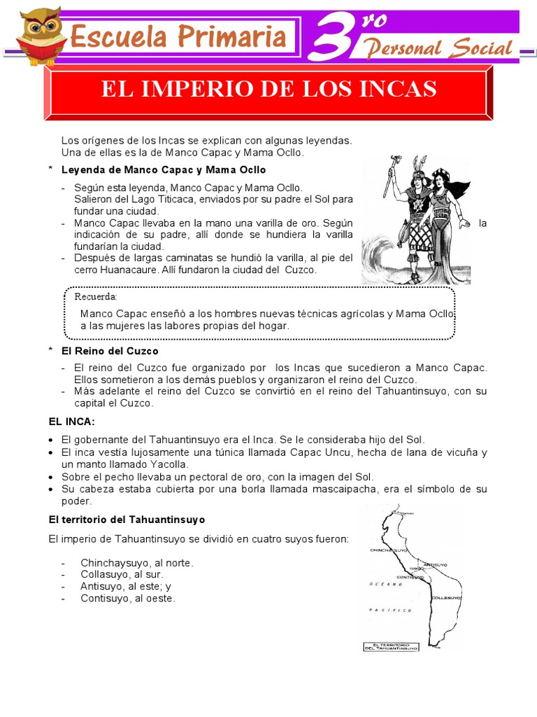 Los Incas para Tercero de Primaria | PDF | Imperio Inca | Andes