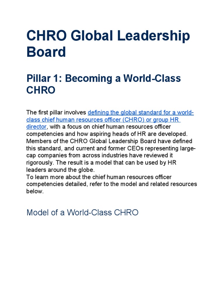 Becoming a World-Class CHRO Model | PDF | Leadership | Business