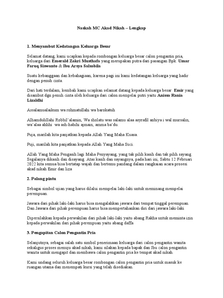 Naskah MC Akad Nikah | PDF