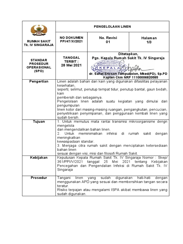 47.SPO PENGELOLAAN LINEN, Edit, 99 (Y) y | PDF